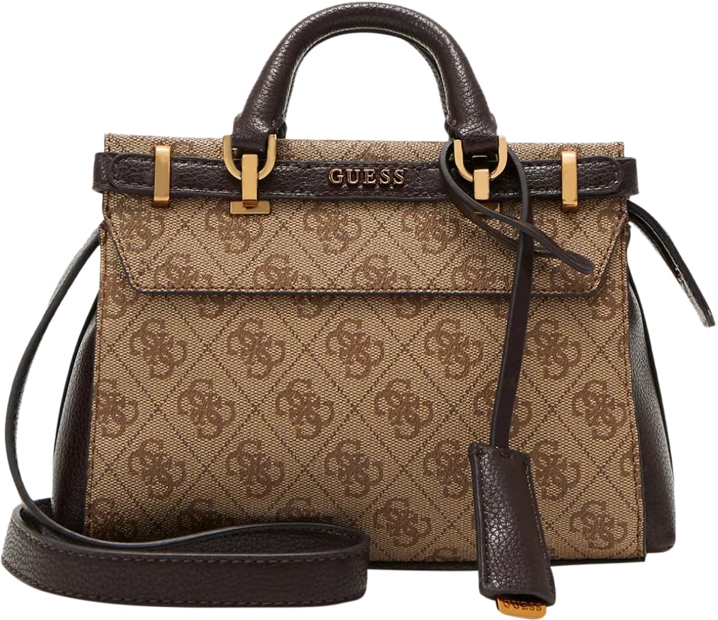 Guess Sestri Logo Mini Satchel Tas Dames Bruin | Vanaf € 125,-