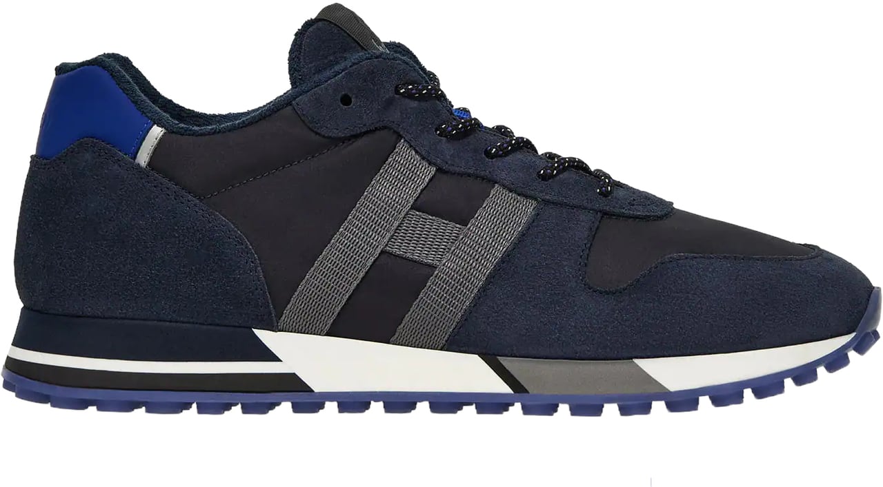 HOGAN Sneakers H383 running in suede e tessuto blu | Vanaf € 370,-
