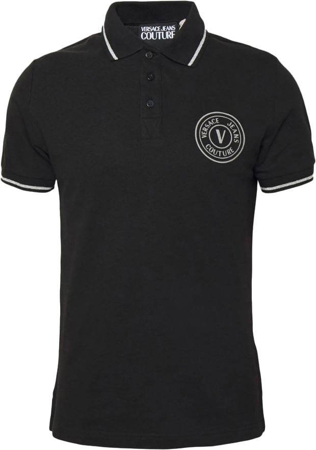 Versace Jeans Couture Versace Jeans Couture Polo V-Emblem Piquet Black ...