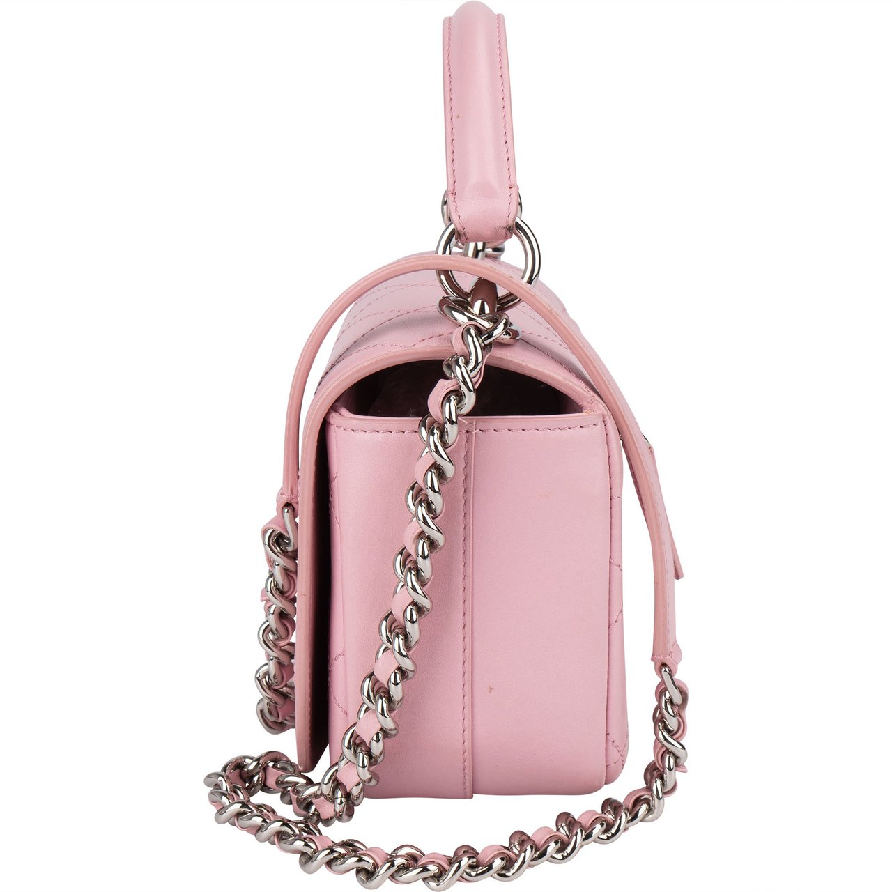 Chanel Chanel Pink Stitching Lambskin Top Handle Single Flap Crossbody ...