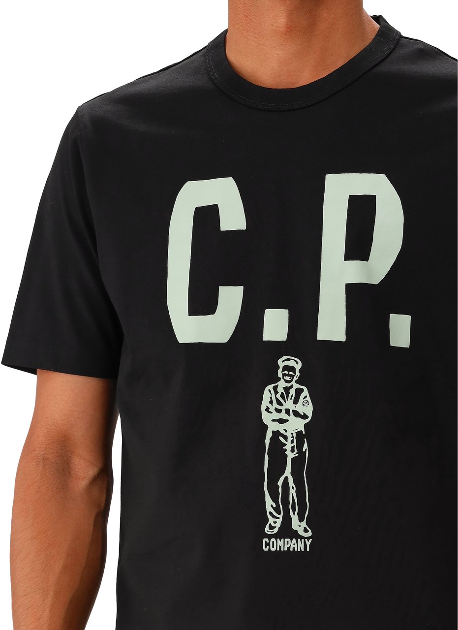 CP Company C.P. Company T-shirt Zwart Mercerized Jersey 30/2 Twisted | Vanaf € 135,-