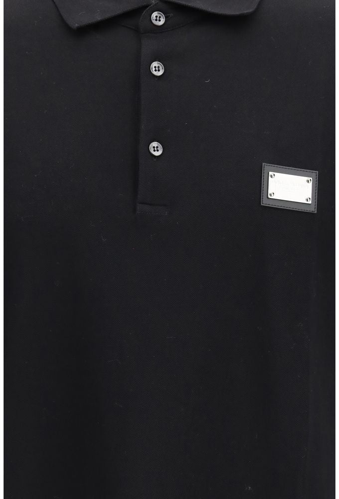 Dolce & Gabbana Black Cotton Piqué Logo Polo Shirt | WS.NL