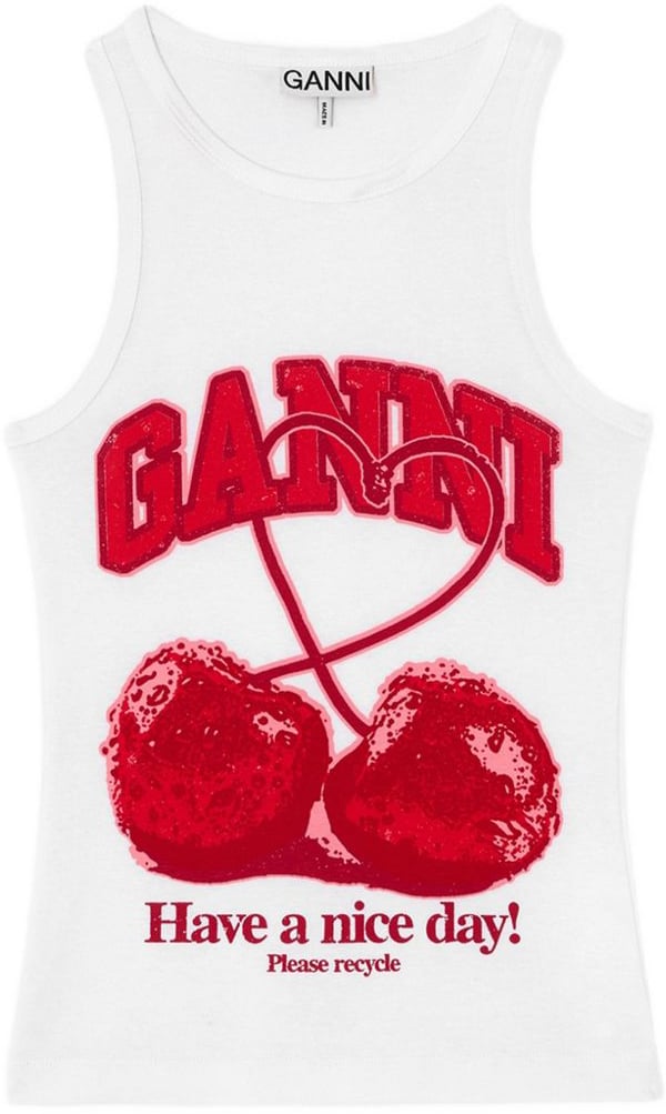 Ganni Top White | VACATION SALE € 91,- (17% Korting)