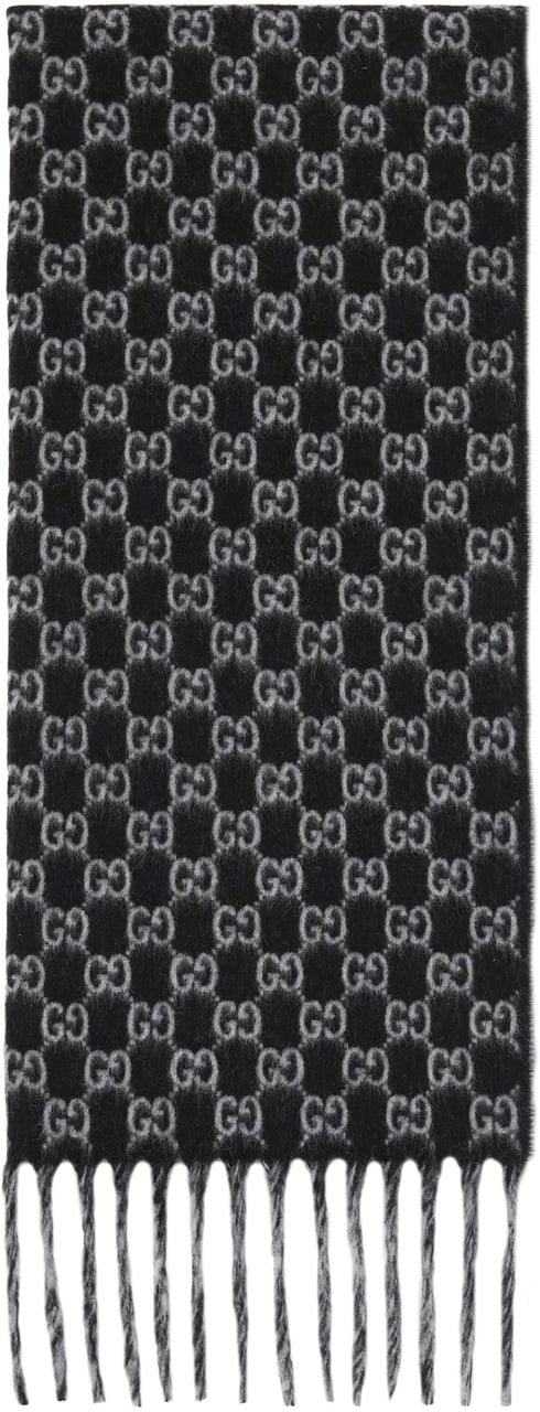 Gucci Black/Grey Logo Shade Reversible GG Scarf | Vanaf € 430,56
