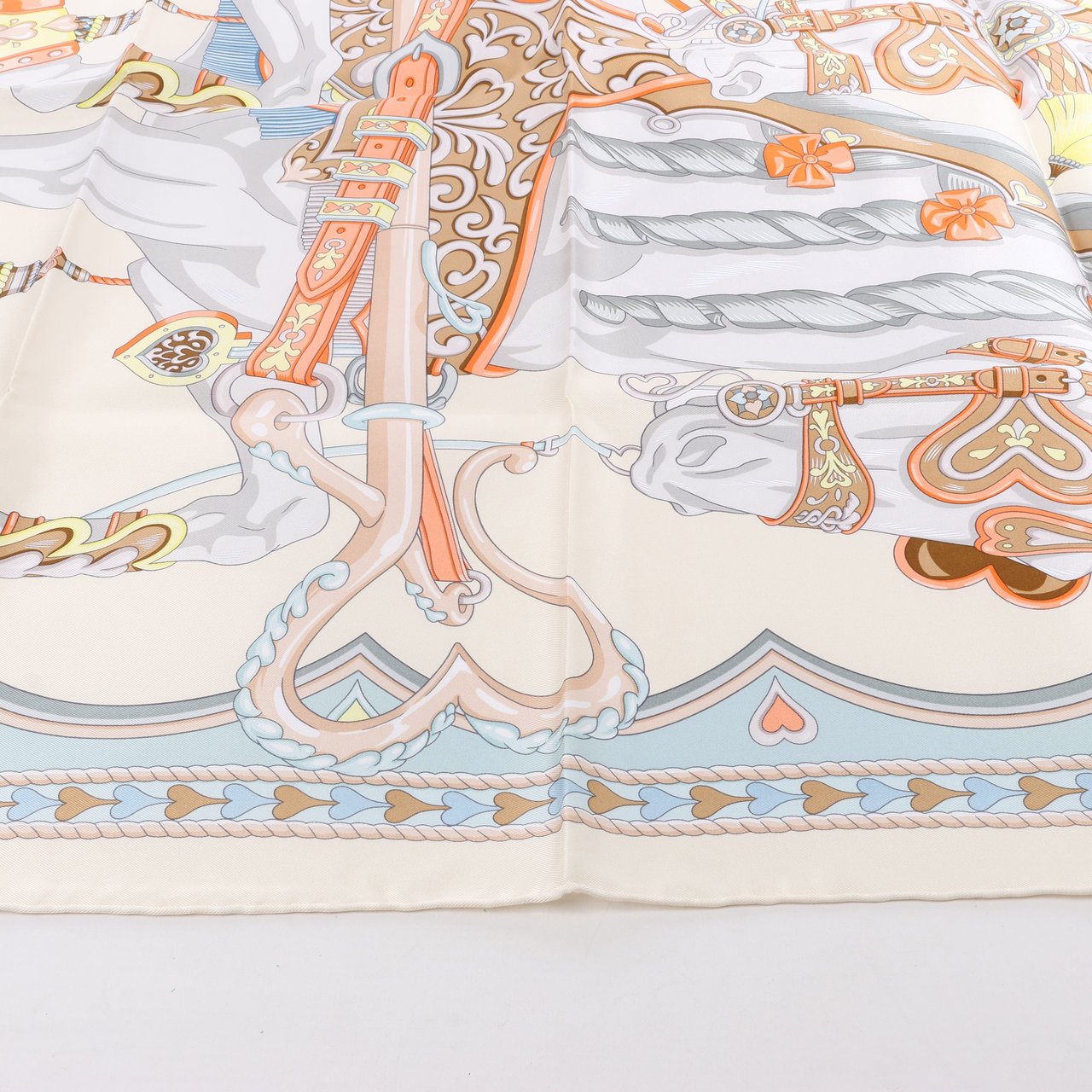 Hermès Hermes Carré 90 "HARNAIS DE COEUR" Silk handkerchief in ...