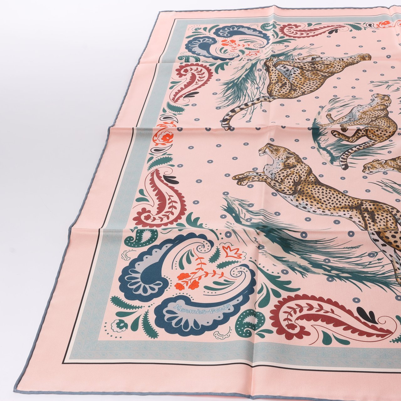 Hermès Hermès Double Face 90 "Cheetah Bandana" 100% Silk Scarf in Pink ...