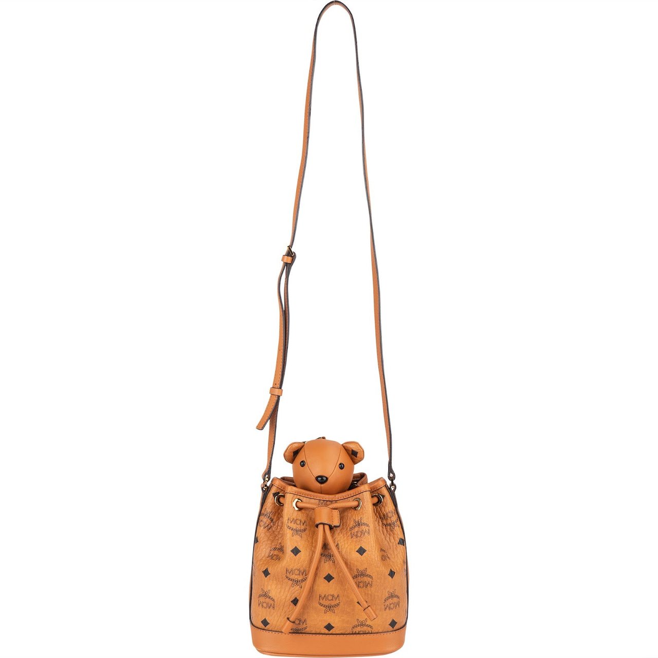 MCM MCM Monogram Visetos Zoo Bear Drawstring Bucket Crossbody Bag ...