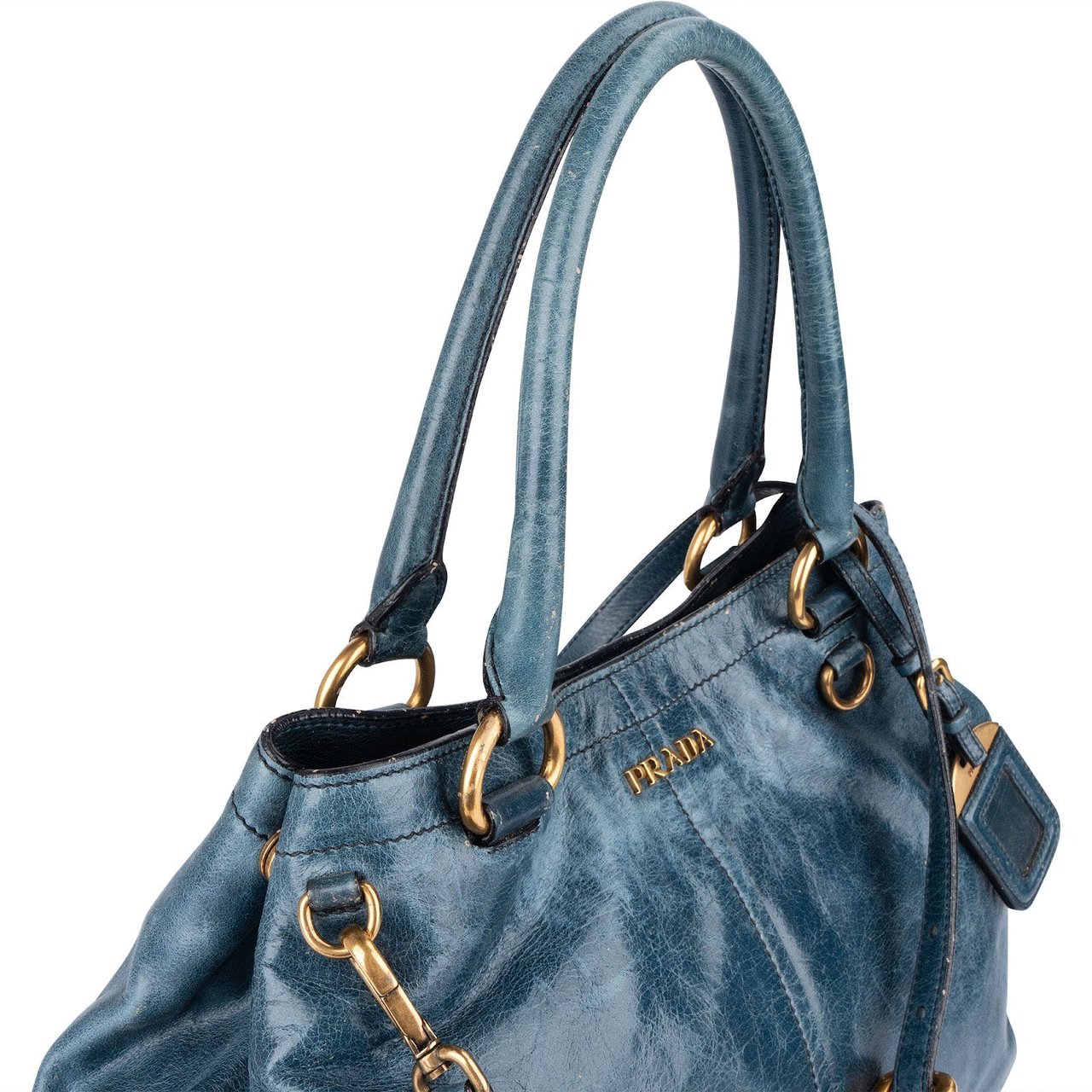 Prada Prada Blue Vitello Shine Tote Shoulder Bag | Vanaf € 366,-