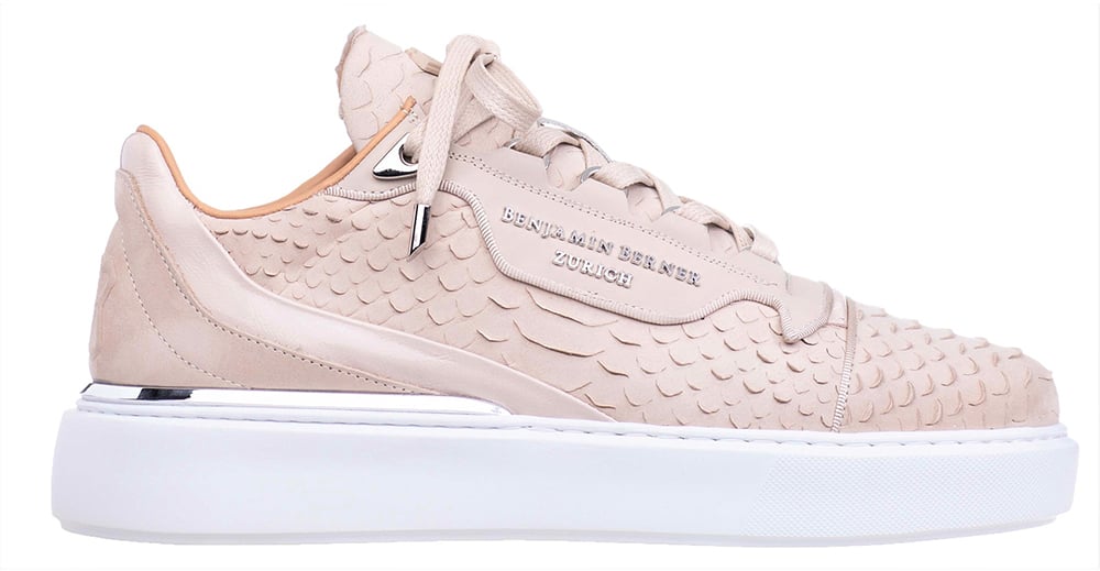 Benjamin Berner Raphael Low Top Python Cut Matt Nappa Sneaker Beige 